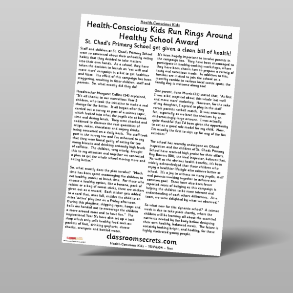 Year 5 Health Conscious Kids Whole Class Guided Reading Pack Resource ...