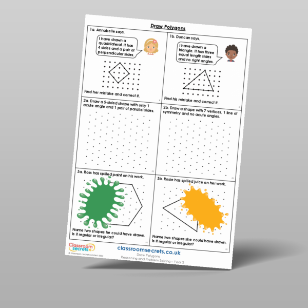 Year 3 Draw Polygons Reasoning And Problem Solving Resource | Classroom ...