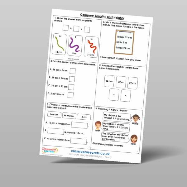 Year 2 Compare Lengths And Heights Mixed Activity Resource | Classroom ...