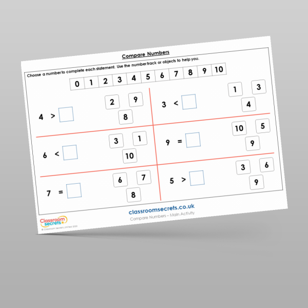 Year 1 Compare Numbers Main Activity Resource | Classroom Secrets