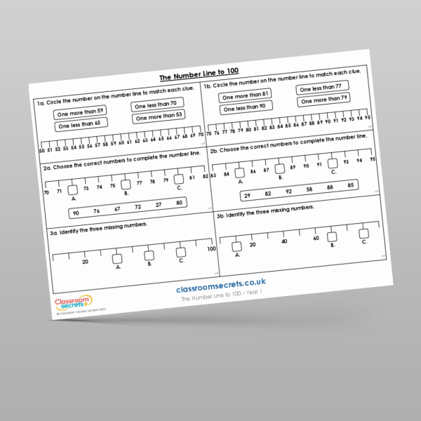 Year 1 The Number Line To 100 Varied Fluency Resource | Classroom Secrets