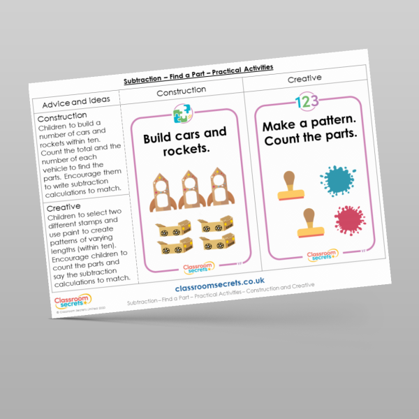 Year 1 Subtraction Find A Part Practical Activities Resource ...