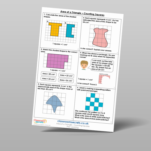 Year 6 Area Of A Triangle Counting Squares Prior Learning Resource ...