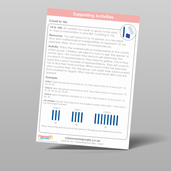 Year 1 Count In 10s Supporting Activity Resource | Classroom Secrets