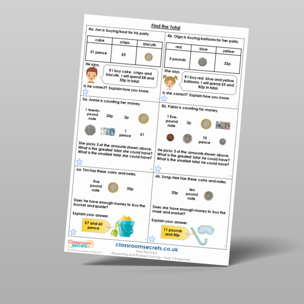 Year 2 Find The Total Reasoning And Problem Solving Resource ...
