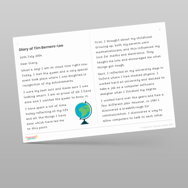 Year 2 Reading Skills The Diary Of Tim Berners Lee Resource | Classroom ...