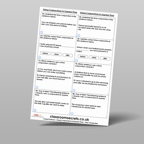 Year 3 Using Conjunctions To Express Time Varied Fluency Resource Classroom Secrets