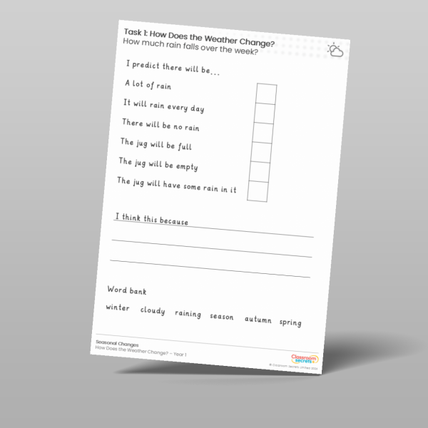 Year 1 What Was The Weather Like Worksheet Resource | Classroom Secrets