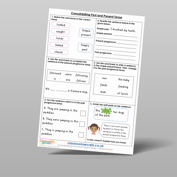 Year 2 Consolidating Past And Present Tense Mixed Activity Resource ...