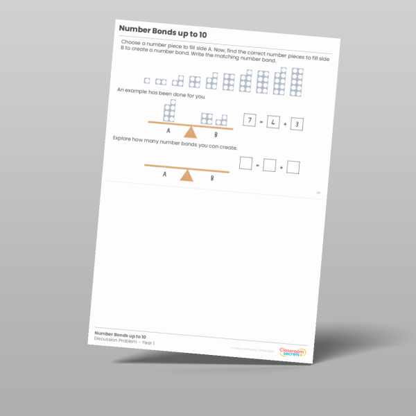 Year 1 Number Bonds Up To 10 Discussion Problem Resource | Classroom ...