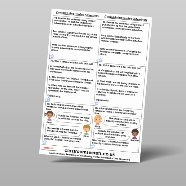 Year 4 Consolidating Fronted Adverbials Application And Reasoning ...