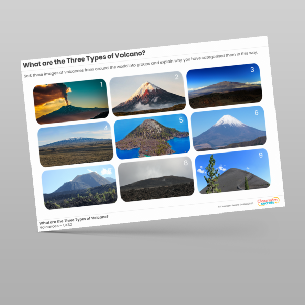UKS2 What Are The Three Types Of Volcano Geography Worksheet Resource ...