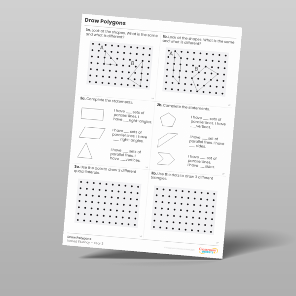 Year 3 Draw Polygons Varied Fluency 2 Resource | Classroom Secrets