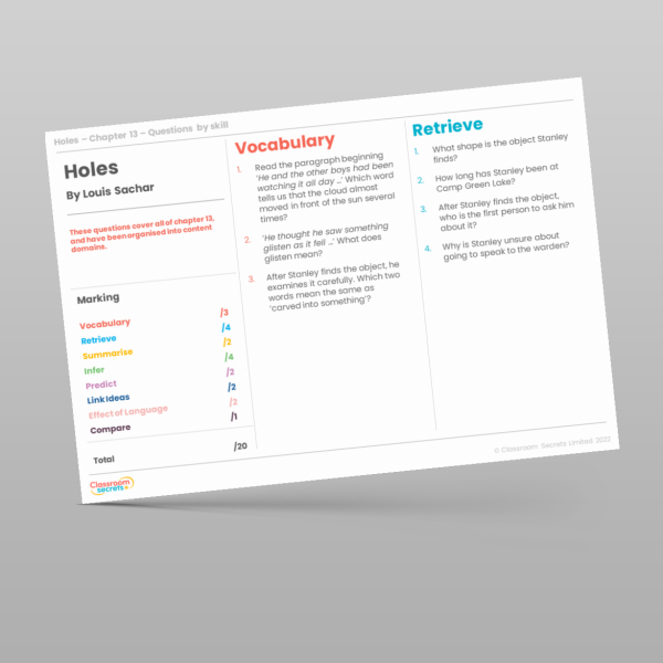 UKS2 Reading Skills Holes Chapter 13 Resource | Classroom Secrets