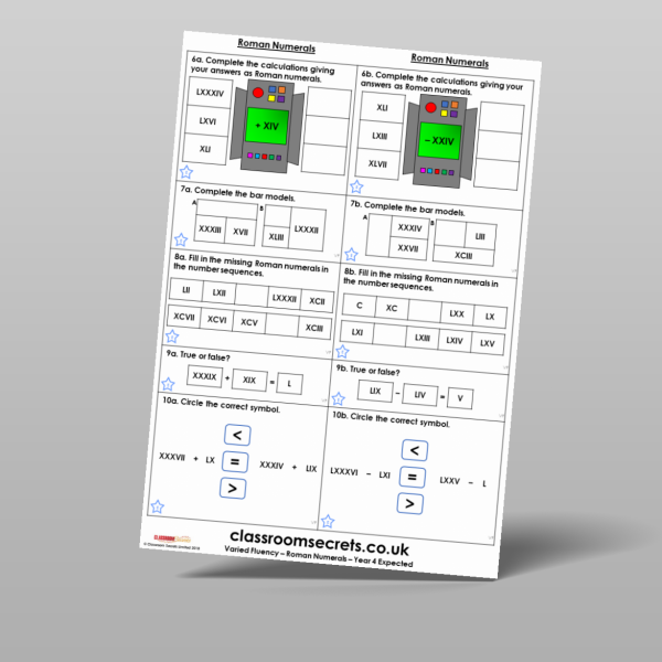 Year 4 Roman Numerals Varied Fluency Resource | Classroom Secrets