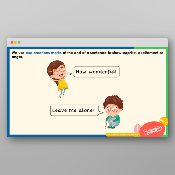 Year 1 Commands With Exclamations Teaching Ppt Resource Classroom Secrets