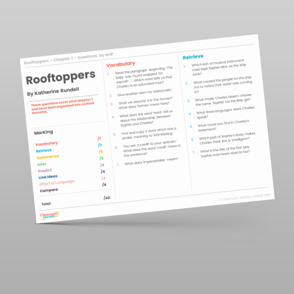 UKS2 Reading Skills Rooftoppers Chapter 1 Resource | Classroom Secrets