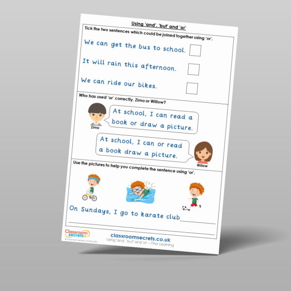 Year 1 Using And But And Or Prior Learning Resource Classroom Secrets