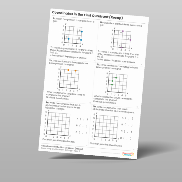 Year 6 Coordinates In The First Quadrant Recap Reasoning And Problem ...