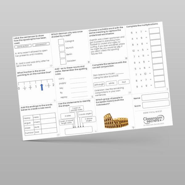 Year 4 Early Morning Work Summer Week 4 Resource | Classroom Secrets