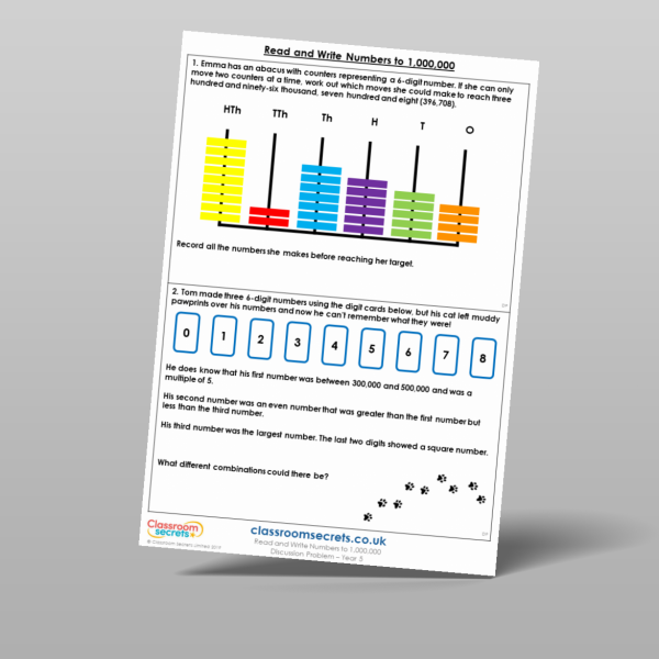 Year 5 Read And Write Numbers To 1 000 000 Discussion Problem Resource Classroom Secrets