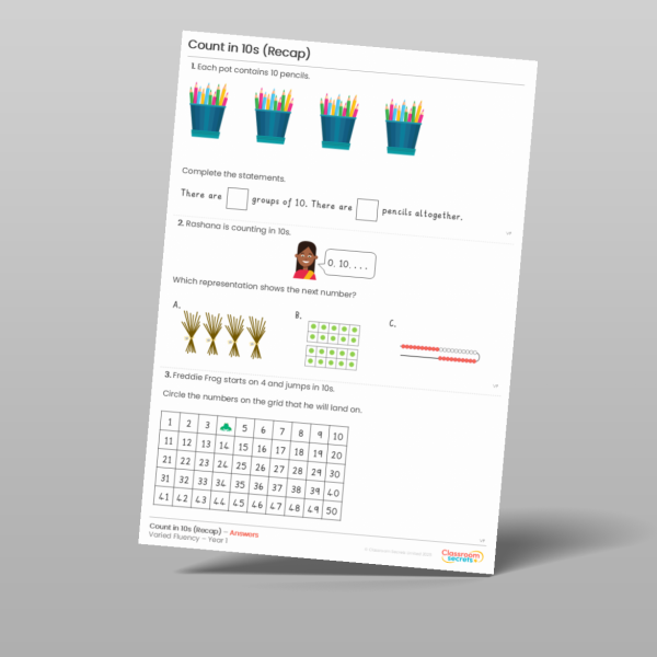 Year 1 Count In 10s Recap Varied Fluency Resource | Classroom Secrets