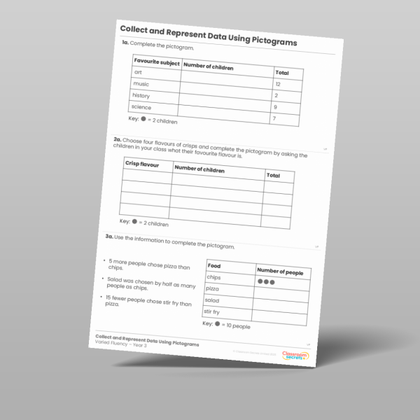Year 3 Collect And Represent Data Using Pictograms Varied Fluency ...