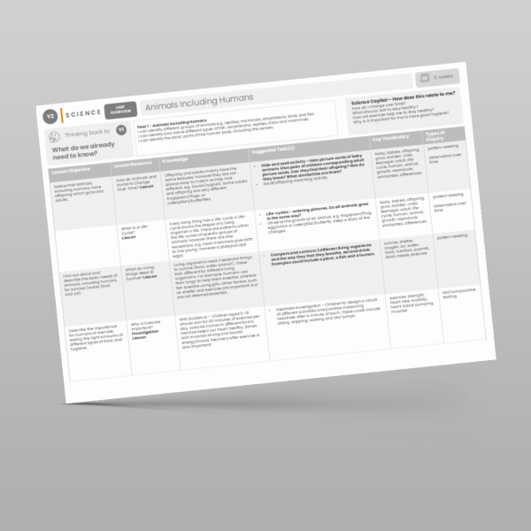 Year 2 Classroom Secrets Science Scheme Animals Including Humans ...