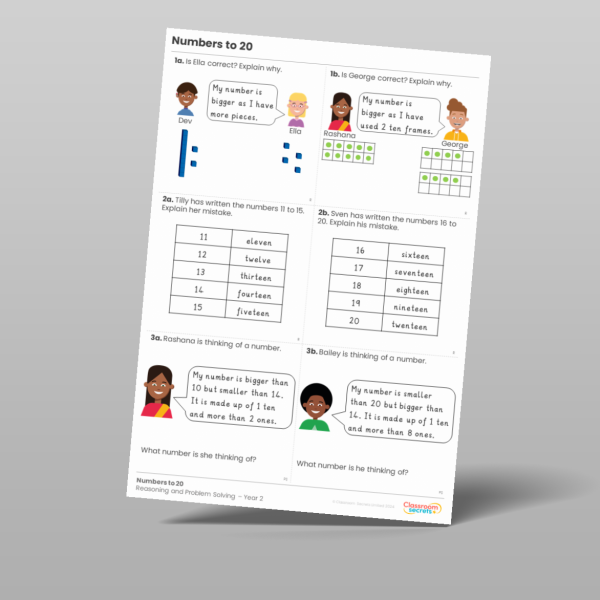 Year 2 Numbers To 20 Reasoning And Problem Solving 2 Resource ...