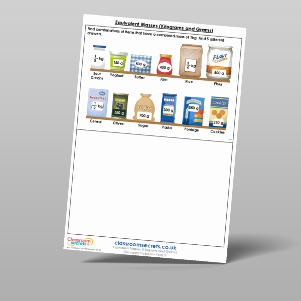 Year 3 Equivalent Masses Kilograms And Grams Discussion Problem ...