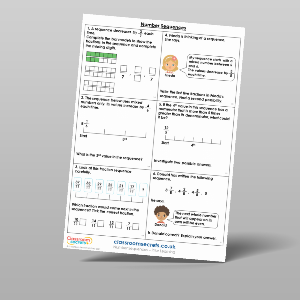 Year 5 Number Sequences Prior Learning Resource | Classroom Secrets