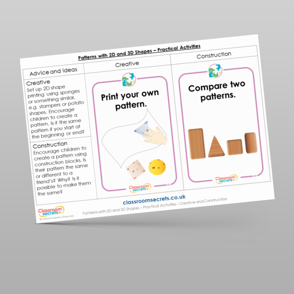 Year 1 Patterns With 2d And 3d Shapes Practical Activities Resource