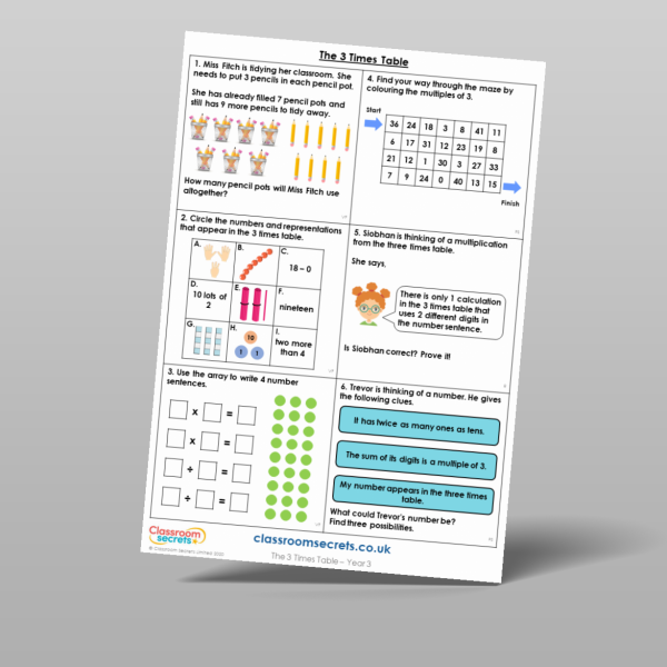 Year 3 The 3 Times Table Mixed Activity Resource | Classroom Secrets