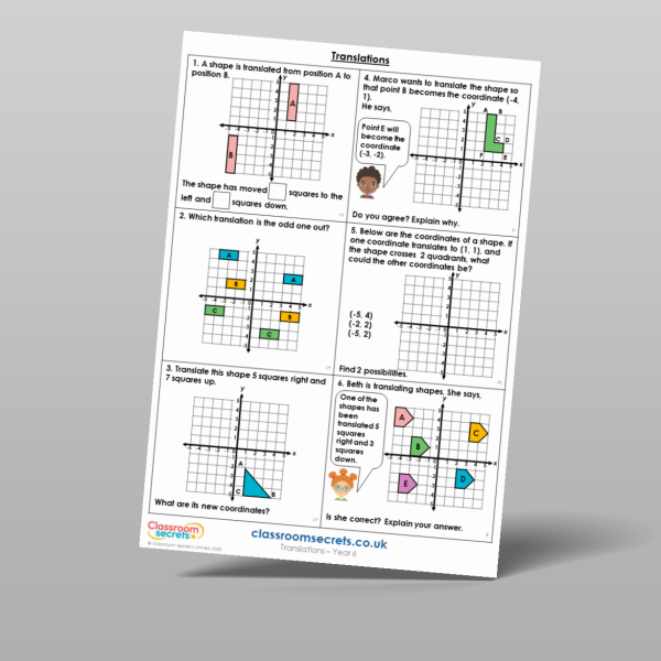 Year 6 Translations Mixed Activity Resource | Classroom Secrets