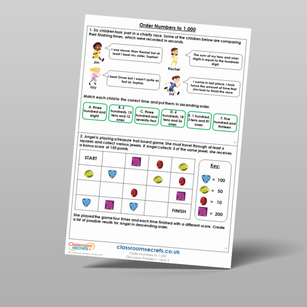 Year 3 Order Numbers To 1 000 Discussion Problem Resource | Classroom ...