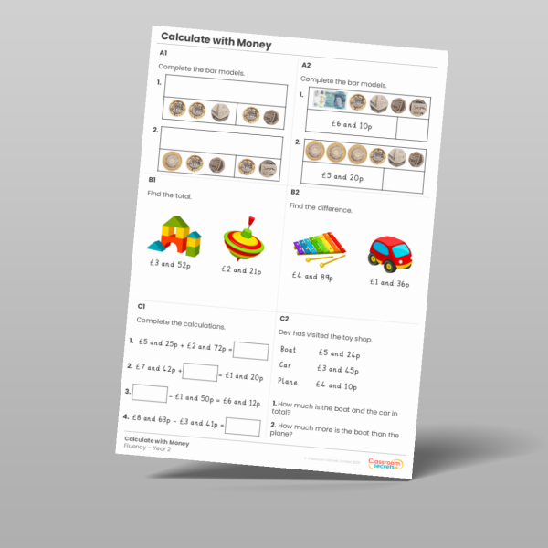 Year 2 Calculate With Money Fluency Matrix Resource | Classroom Secrets