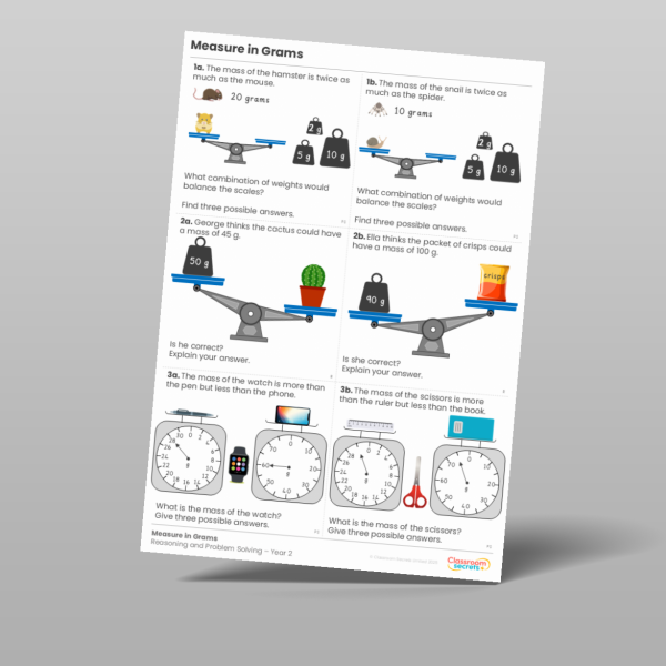 Year 2 Measure In Grams Reasoning And Problem Solving 2 Resource Classroom Secrets