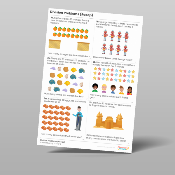 Year 2 Division Problems Recap Varied Fluency Resource | Classroom Secrets