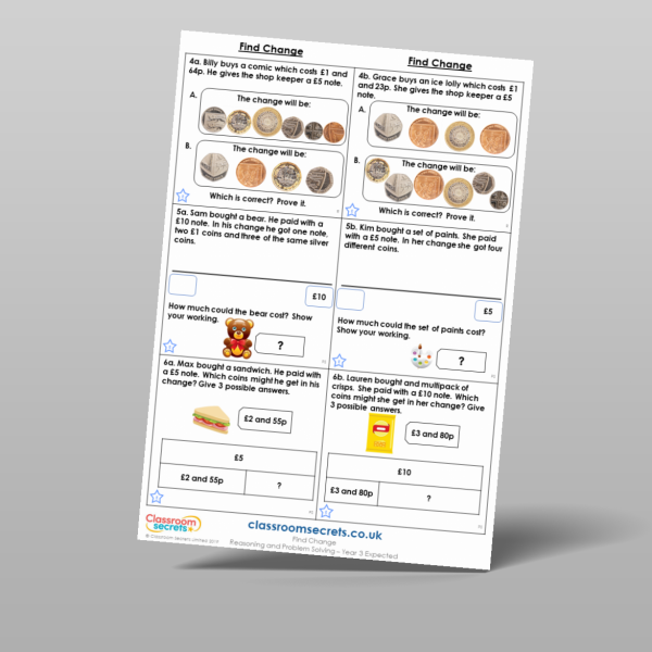 Year 3 Find Change Reasoning And Problem Solving Resource | Classroom ...
