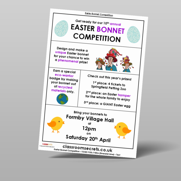 Year 2 3 4 Easter Bonnet Competition Emerald Lime Guided Reading Pack ...