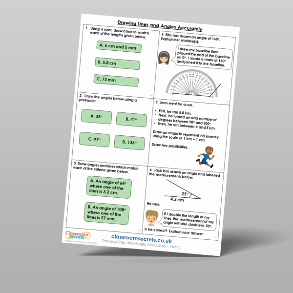 Year 5 Drawing Lines And Angles Accurately Mixed Activity Resource ...