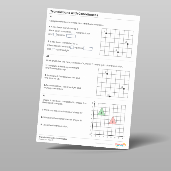 Year 5 Translations With Coordinates Fluency Matrix Resource ...