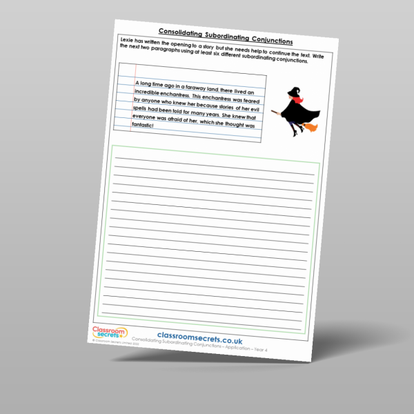 Year 4 Consolidating Subordinating Conjunctions Application Resource ...
