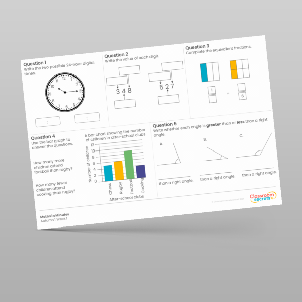 Year 4 Autumn Week 1 Maths Early Morning Work Resource | Classroom Secrets