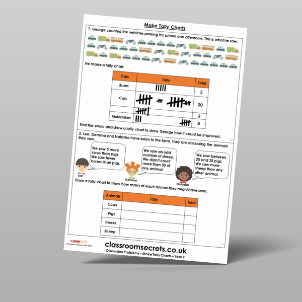 Year 2 Make Tally Charts Discussion Problem Resource | Classroom Secrets