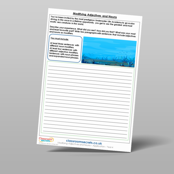 Year 4 Modifying Adjectives And Nouns Application Resource | Classroom ...