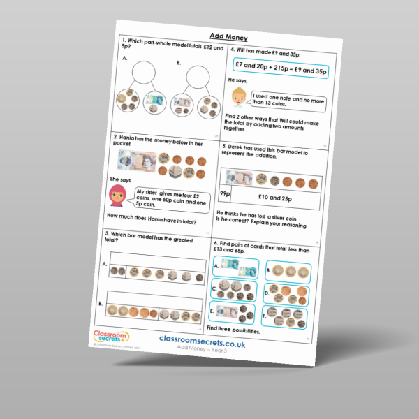 Year 3 Adding Money Mixed Activity Resource | Classroom Secrets
