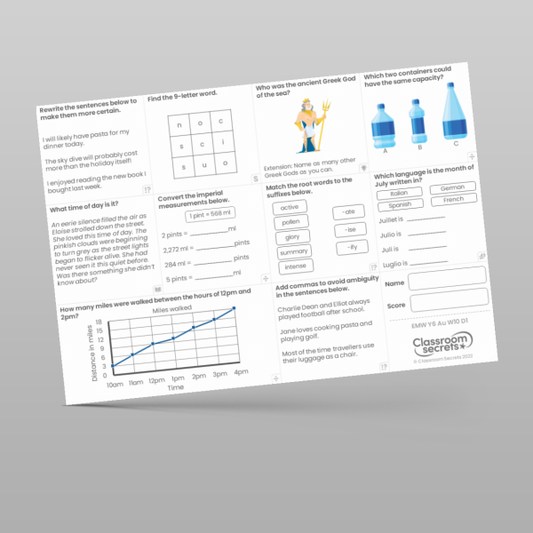 Year 6 Early Morning Work Autumn Week 10 Resource | Classroom Secrets