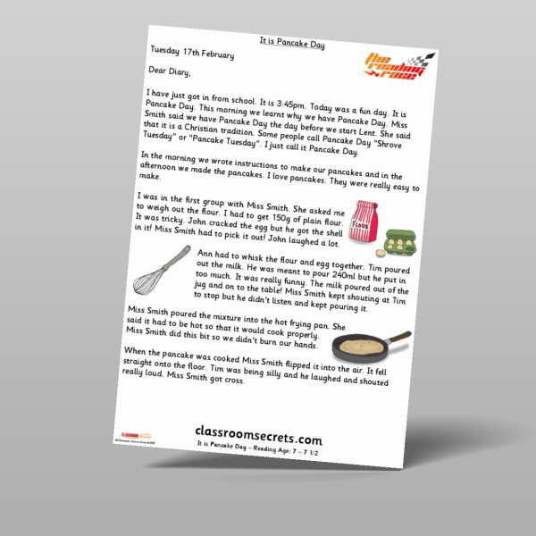KS1 It Is Pancake Day Reading Race Resource | Classroom Secrets