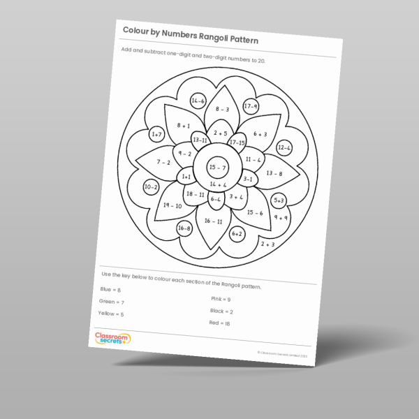 KS1 Diwali Colour By Numbers Rangoli Pattern Resource | Classroom Secrets